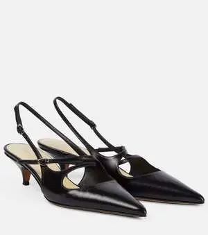 Proenza Schouler Slash Leather Slingback Pumps - Black