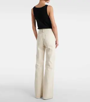 NILI LOTAN Florence Wide-leg Cotton Pants - Beige
