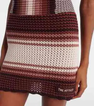 Attico Crochet Striped Cotton Minidress
