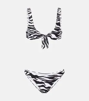 Attico Zebra-print Two Piece Bikini - Black