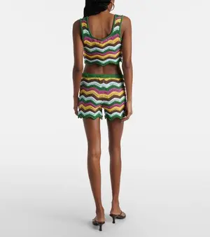 BANANHOT Kim Striped Crochet Cotton-blend Shorts - Multicoloured