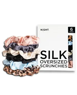 NIGHT 100% Silk Oversized Scrunchies 6-pack - Variety
