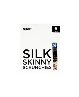 NIGHT 100% Silk Skinny Scrunchies 6-pack - Variety