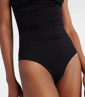 AGOLDE Gwyneth Ruched Open-back Bodysuit - Black