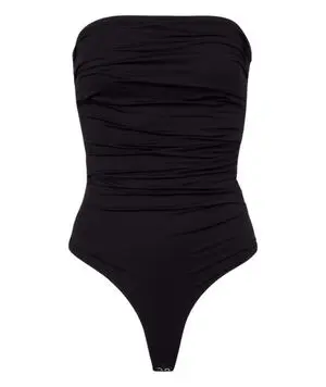 AGOLDE Gwyneth Ruched Open-back Bodysuit - Black