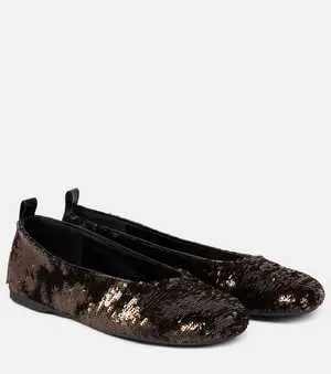 Jw Anderson Gold Tone Flats For Women