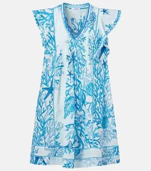 Poupette St Barth Camelia Printed Cotton Minidress - Blue