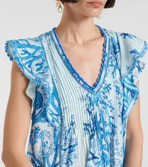 Poupette St Barth Camelia Printed Cotton Minidress