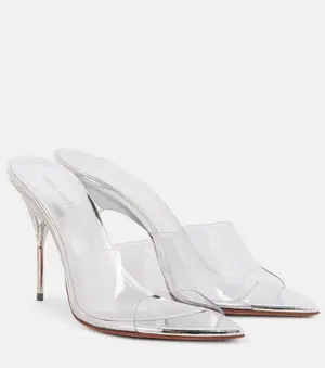 Amina Muaddi Bianca 95 Pvc Mules - Silver
