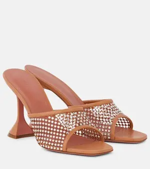 Amina Muaddi Lupita 95 Embellished Mules - Brown