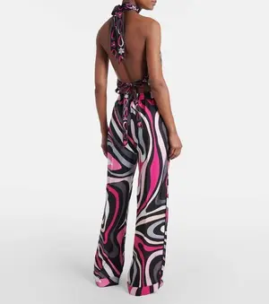 Emilio Pucci Marmo Silk Twill Straight Pants - Multicoloured