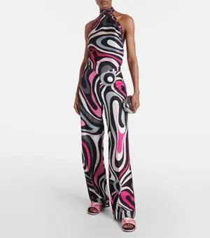 Emilio Pucci Marmo Silk Twill Straight Pants