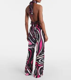 Emilio Pucci Marmo Silk Twill Straight Pants