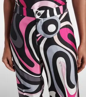 Emilio Pucci Marmo Silk Twill Straight Pants