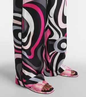 Emilio Pucci Marmo Silk Twill Straight Pants