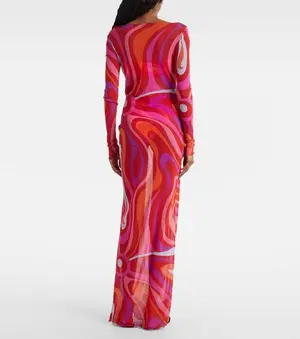 Emilio Pucci Marmo Sheer Tulle Maxi Dress