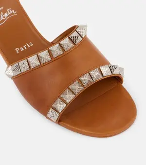 CHRISTIAN LOUBOUTIN Pyramule 30 Spiked Leather Mules - Brown