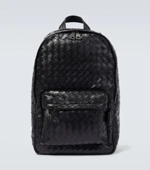 Bottega Veneta Intrecciato Leather Backpack - Black