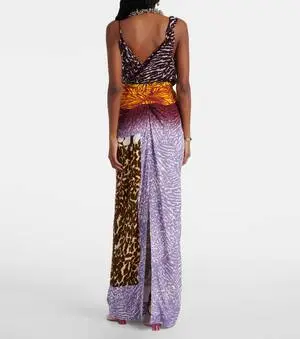 Dries Van Noten Printed Silk Midi Skirt - Multicoloured
