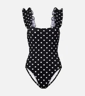 KARLA COLLETTO Polka-dot Ruffled One-piece Swimsuit - Black