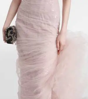MARMAR HALIM Sequined Ruffled Tulle Gown