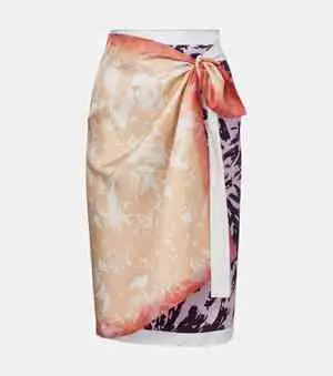Dries Van Noten Printed Silk Wrap Skirt