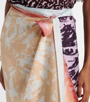 Dries Van Noten Printed Silk Wrap Skirt
