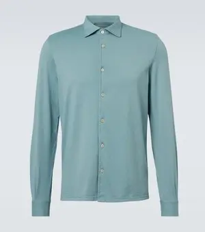 Fedeli Jason Cotton Jersey Shirt - Blue