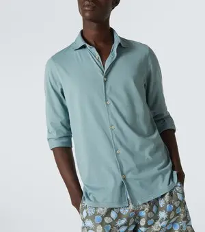 Fedeli Jason Cotton Jersey Shirt - Blue