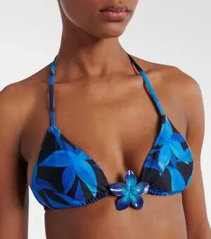 SAME Island Floral-appliqué Bikini Top