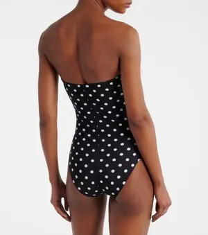 KARLA COLLETTO Floral-appliqué Polka-dot Swimsuit - Black