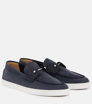 CHRISTIAN LOUBOUTIN Christian Louboutin Chambeliboat Leather Slip-On Shoes Blue