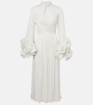 Costarellos Ruffled Pleated Gown