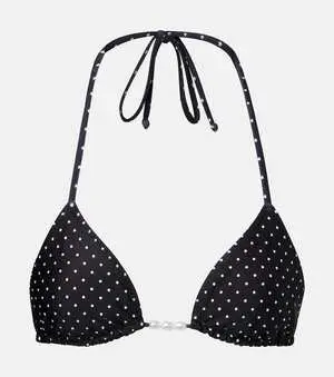 SAME Embellished Polka-dot Bikini Top - Black