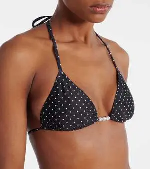 SAME Embellished Polka-dot Bikini Top