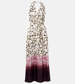Dries Van Noten Printed Silk Twill Maxi Dress - White