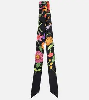 Gucci Floral Silk Twill Scarf - Black