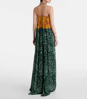 Dries Van Noten Printed Strapless Georgette Gown