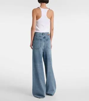 Stella McCartney Crystal-embellished Wide-leg Jeans - Blue