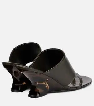 Dries Van Noten Leather Wedge Mules