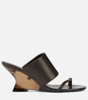 Dries Van Noten Leather Wedge Mules