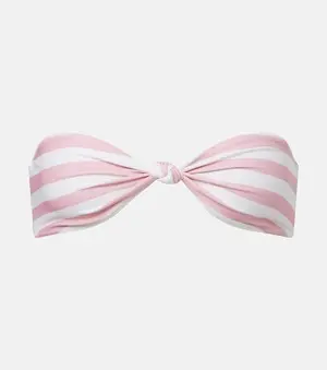 SAME Knotted Striped Bandeau Bikini Top - Pink