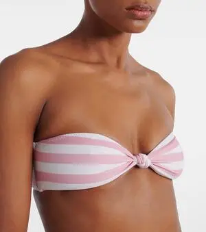 SAME Knotted Striped Bandeau Bikini Top