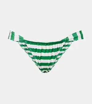 SAME Ruched Striped Bikini Bottom - Green