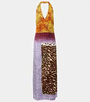 Dries Van Noten Printed Halterneck Maxi Dress - Multicoloured