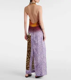 Dries Van Noten Printed Halterneck Maxi Dress