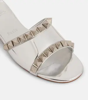CHRISTIAN LOUBOUTIN Pyramule 30 Mirrored Leather Mules - Silver