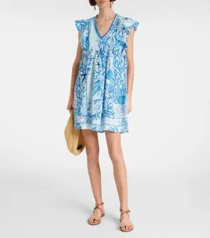 Poupette St Barth Camelia Printed Cotton Minidress