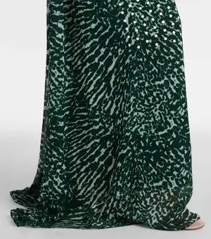 Dries Van Noten Printed Strapless Georgette Gown