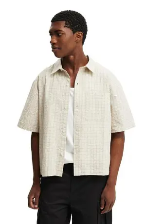 COTTON ON Darcy Short Sleeve Shirt Bone Grid Check